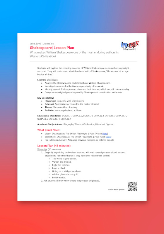 "Leo & Layla: Shakespeare" Lesson Plan | PragerU