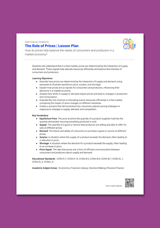 "Cash Course: The Role of Prices" Lesson Plan | PragerU