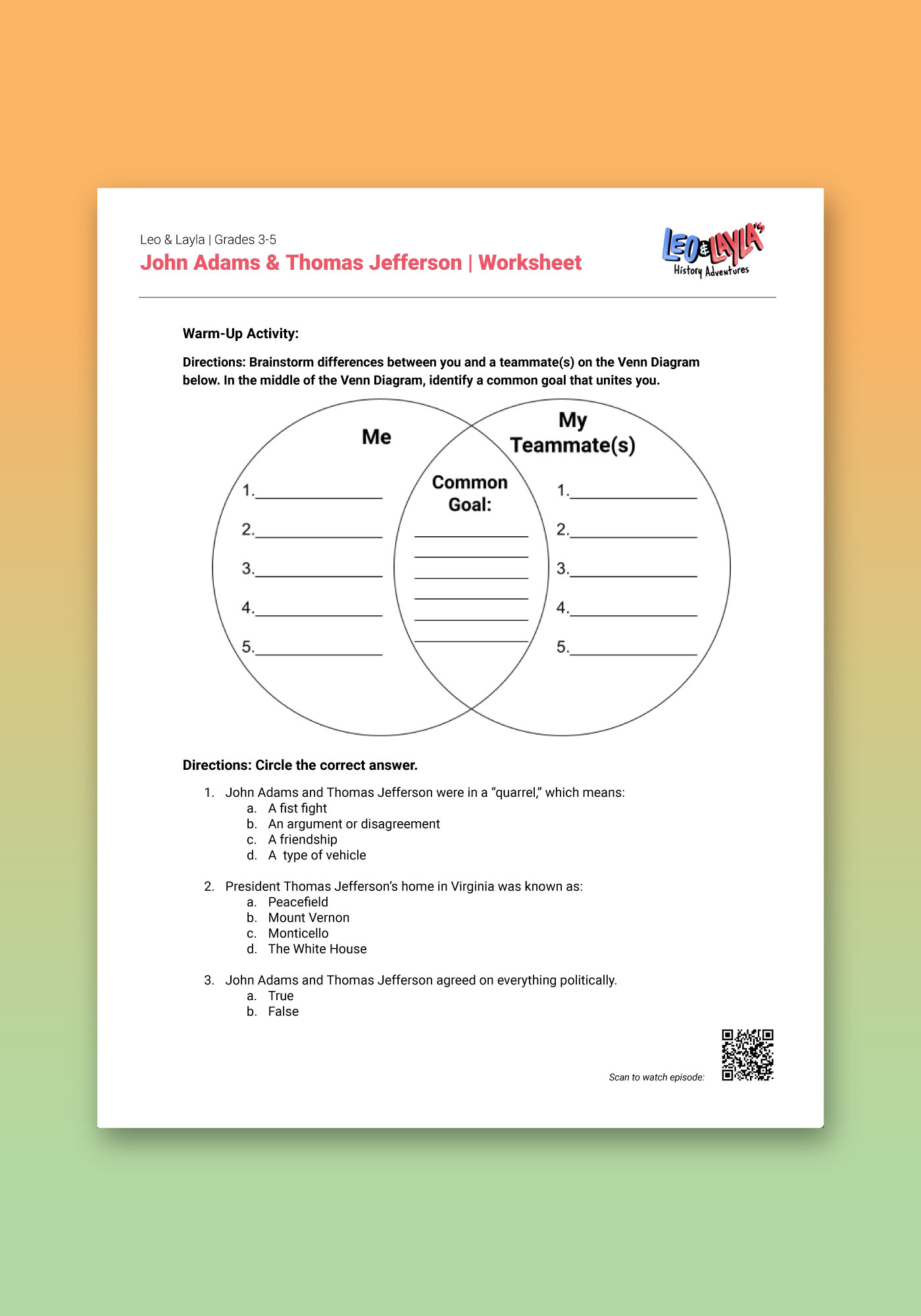 Thomas Jefferson Worksheet 6024066 | Thomas Jefferson 1 | Awilder