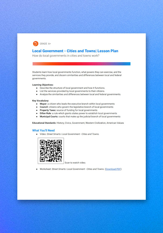 "Street Smarts: Local Government - Cities and Towns" Lesson Plan | PragerU