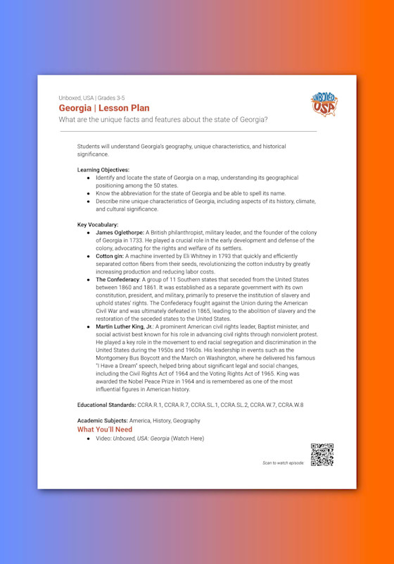"Unboxed, USA: Georgia" Lesson Plan | PragerU
