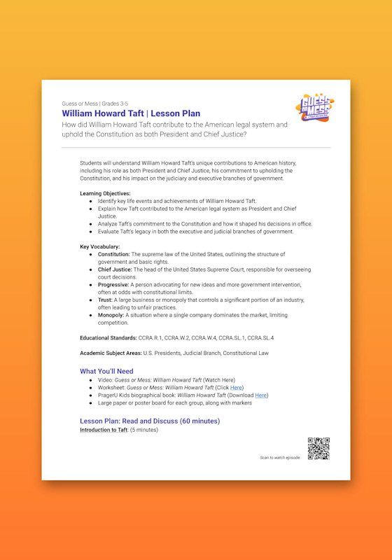 Guess Or Mess William Howard Taft Lesson Plan Prageru