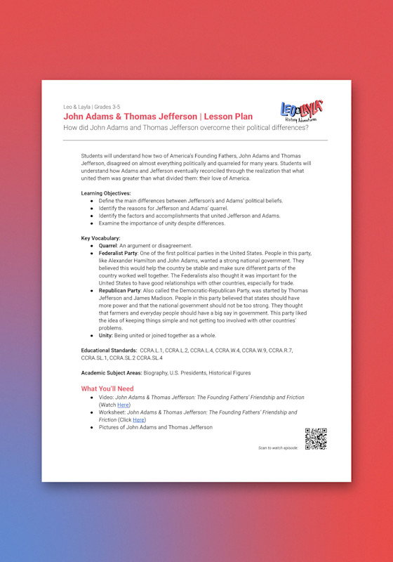 "Leo & Layla: John Adams & Thomas Jefferson" Lesson Plan | PragerU