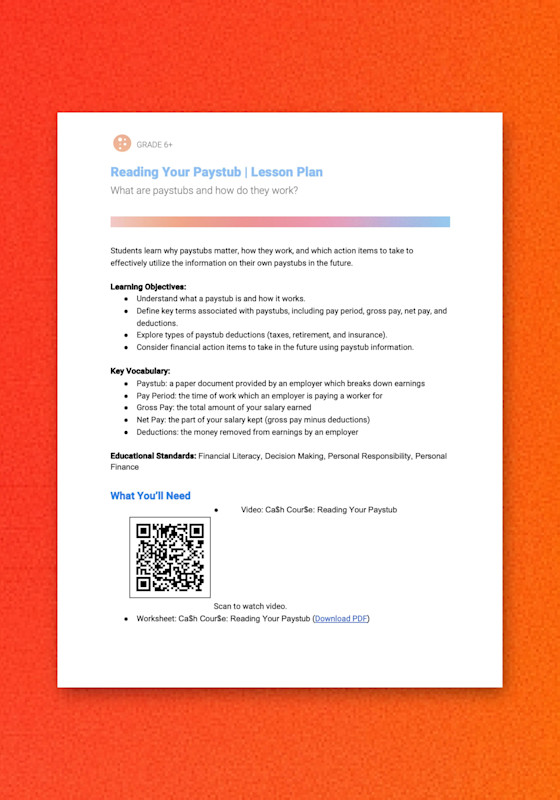 "Cash Course: Reading Your Paystub" Lesson Plan | PragerU