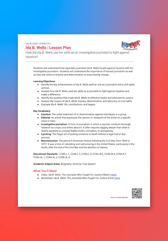 "Leo & Layla: Ida B. Wells" Lesson Plan | PragerU