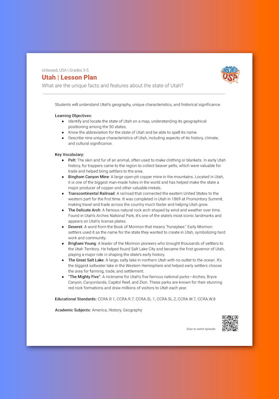 "Unboxed, USA: Utah" Lesson Plan | PragerU
