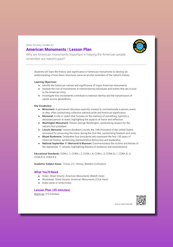 "Street Smarts: American Monuments" Lesson Plan | PragerU