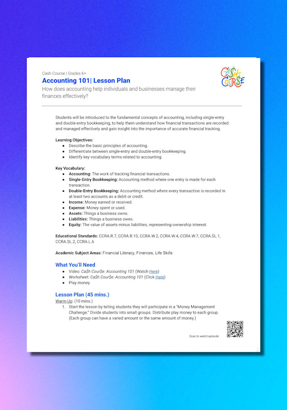 "Cash Course: Accounting 101" Lesson Plan | PragerU