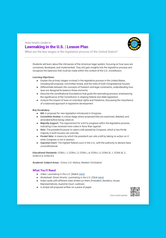 "Street Smarts: Lawmaking in the U.S." Lesson Plan | PragerU