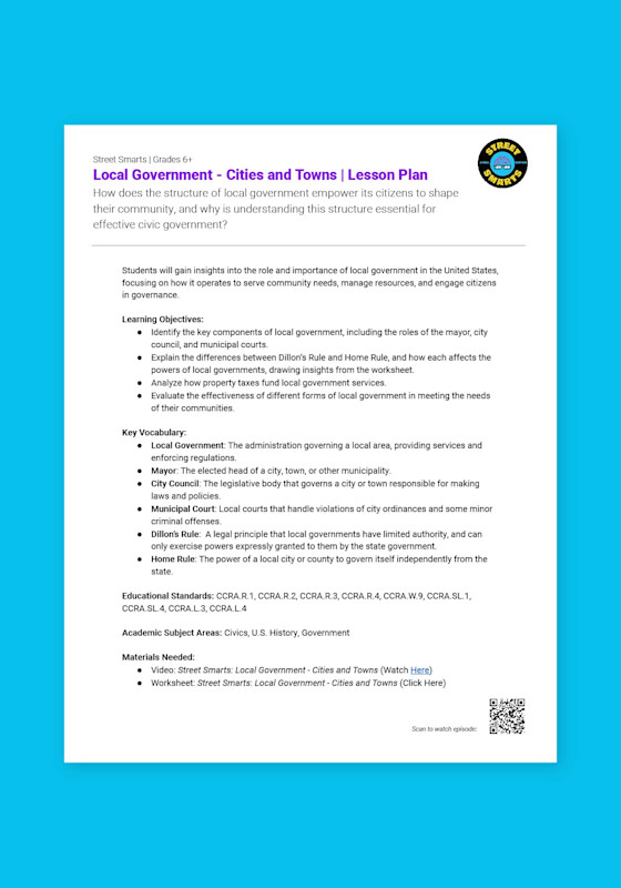 "Street Smarts: Local Government - Cities and Towns" Lesson Plan | PragerU