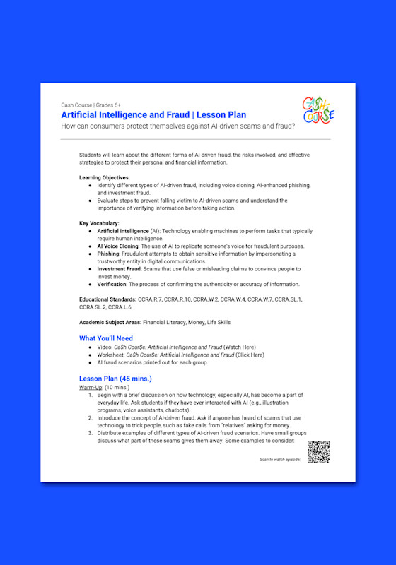 "Cash Course: Artificial Intelligence and Fraud" Lesson Plan | PragerU