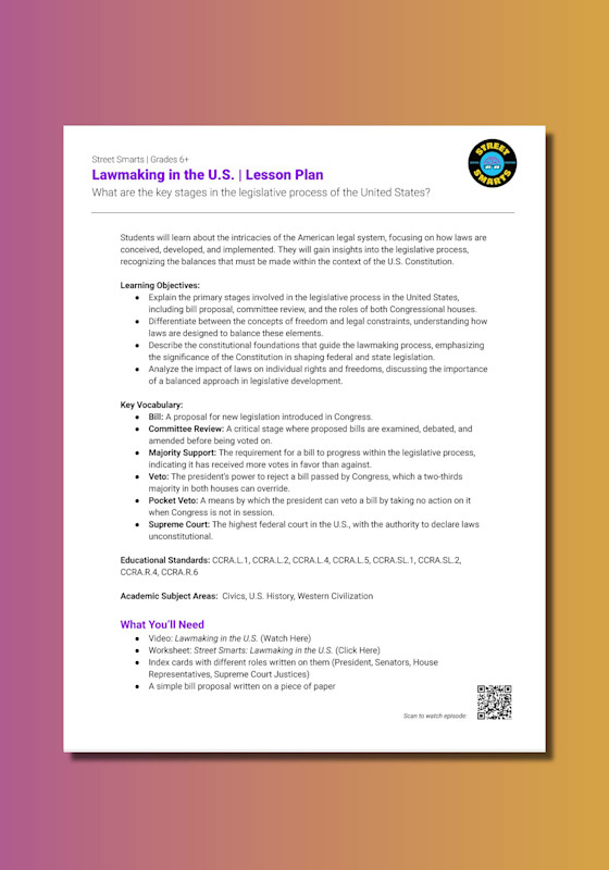 "Street Smarts: Lawmaking in the U.S." Lesson Plan | PragerU