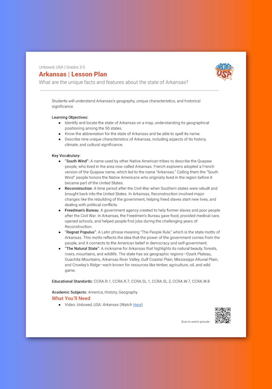 "Unboxed, USA: Arkansas" Lesson Plan | PragerU