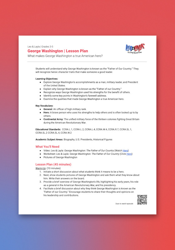 "Leo & Layla: George Washington" Lesson Plan | PragerU