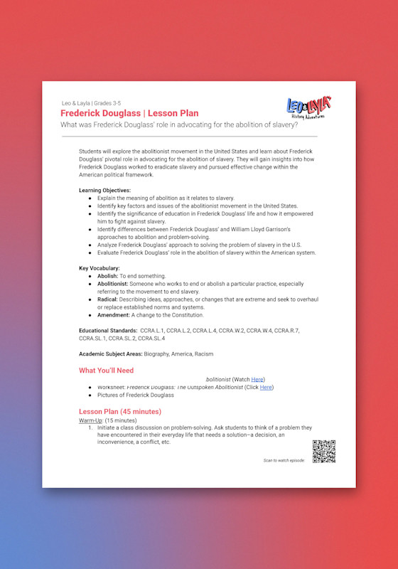 "Leo & Layla: Frederick Douglass" Lesson Plan | PragerU