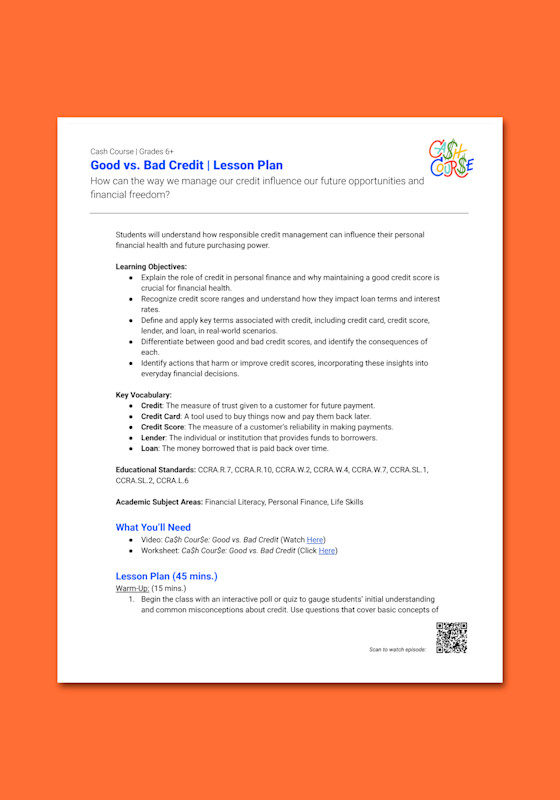 "Cash Course: Good vs. Bad Credit" Lesson Plan | PragerU