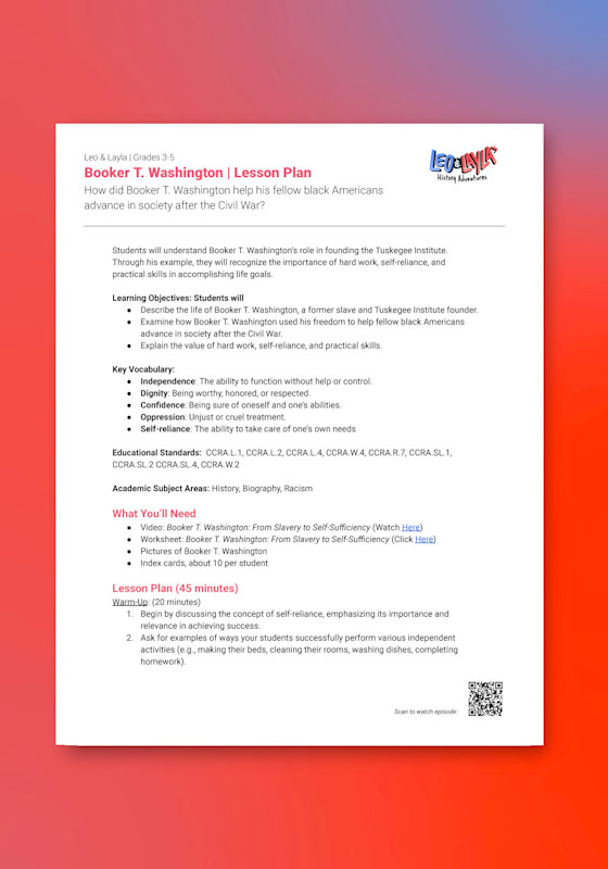 "Leo & Layla: Booker T. Washington" Lesson Plan | PragerU