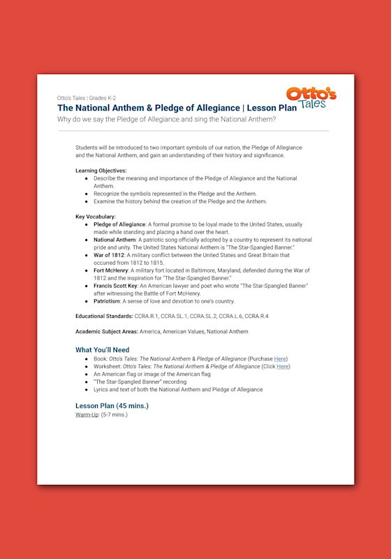 "Otto's Tales: The National Anthem & Pledge of Allegiance" Lesson Plan ...