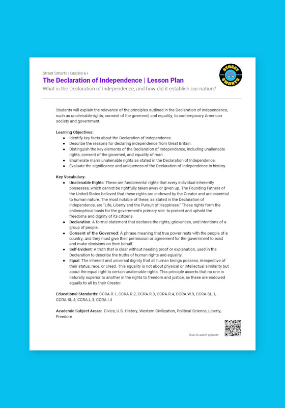 "Street Smarts: The Declaration of Independence" Lesson Plan | PragerU