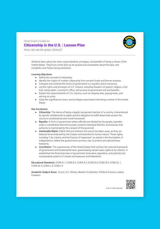 "Street Smarts: Citizenship in the U.S." Lesson Plan | PragerU