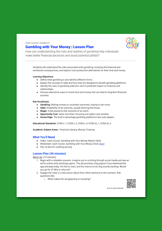 "Cash Course: Gambling with Your Money" Lesson Plan | PragerU