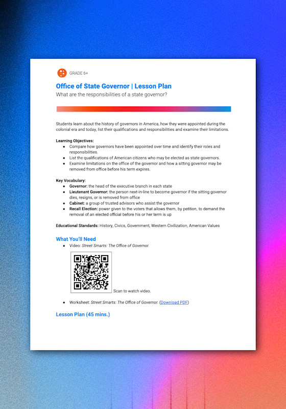 "Street Smarts: Office of State Governor" Lesson Plan | PragerU