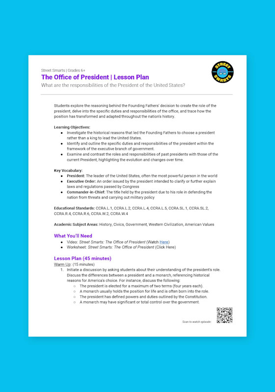 "Street Smarts: The Office of President" Lesson Plan | PragerU