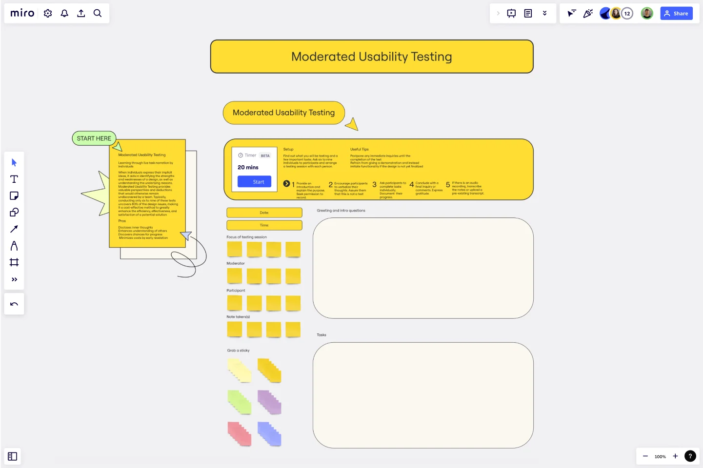 Moderated Usability Testing Template | Miro Moderated Usability Testing Template | Miro