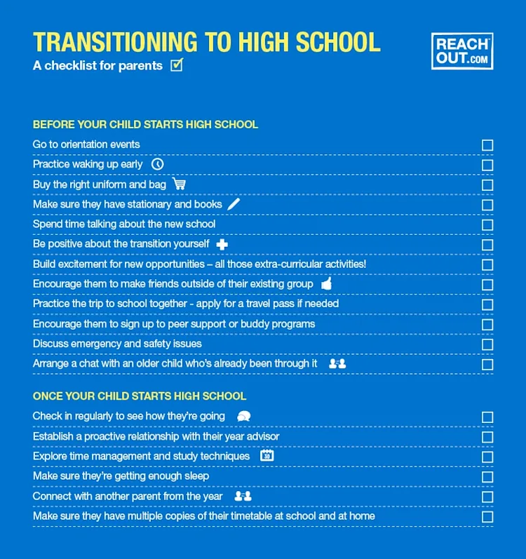 Your checklist to help your teen transition to high school