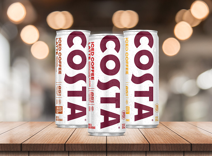 three Cans of Iced Latte by Costa Coffee in flavors: mocha, signature ...