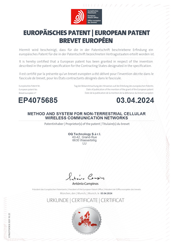 OQ Technology · OQ Has Been Granted a Pan-European Patent by the ...