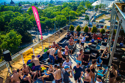 Daytime Rooftop Pool Party In Budapest | Pissup Stag Dos