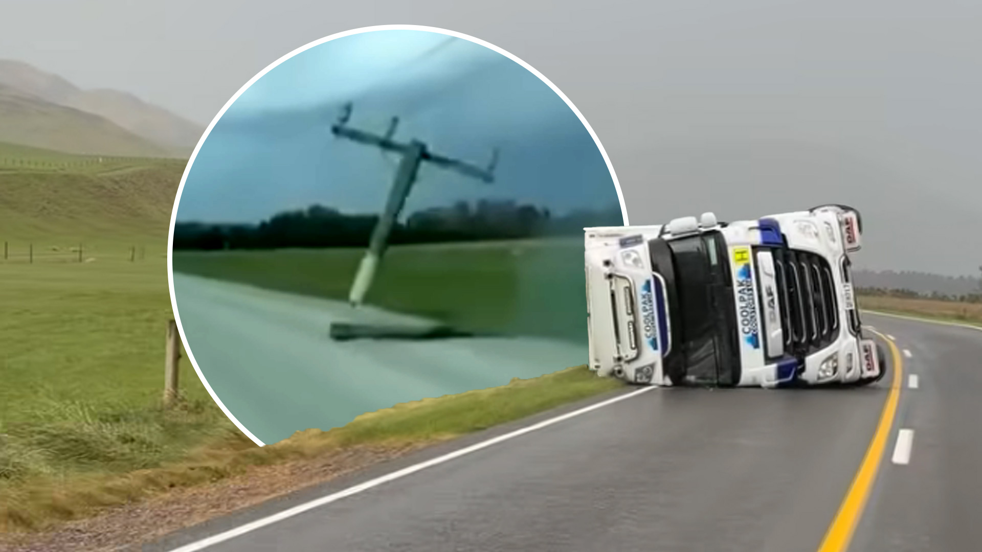 WATCH: Extreme Canterbury wind halves powerline, rolls truck and downs ...