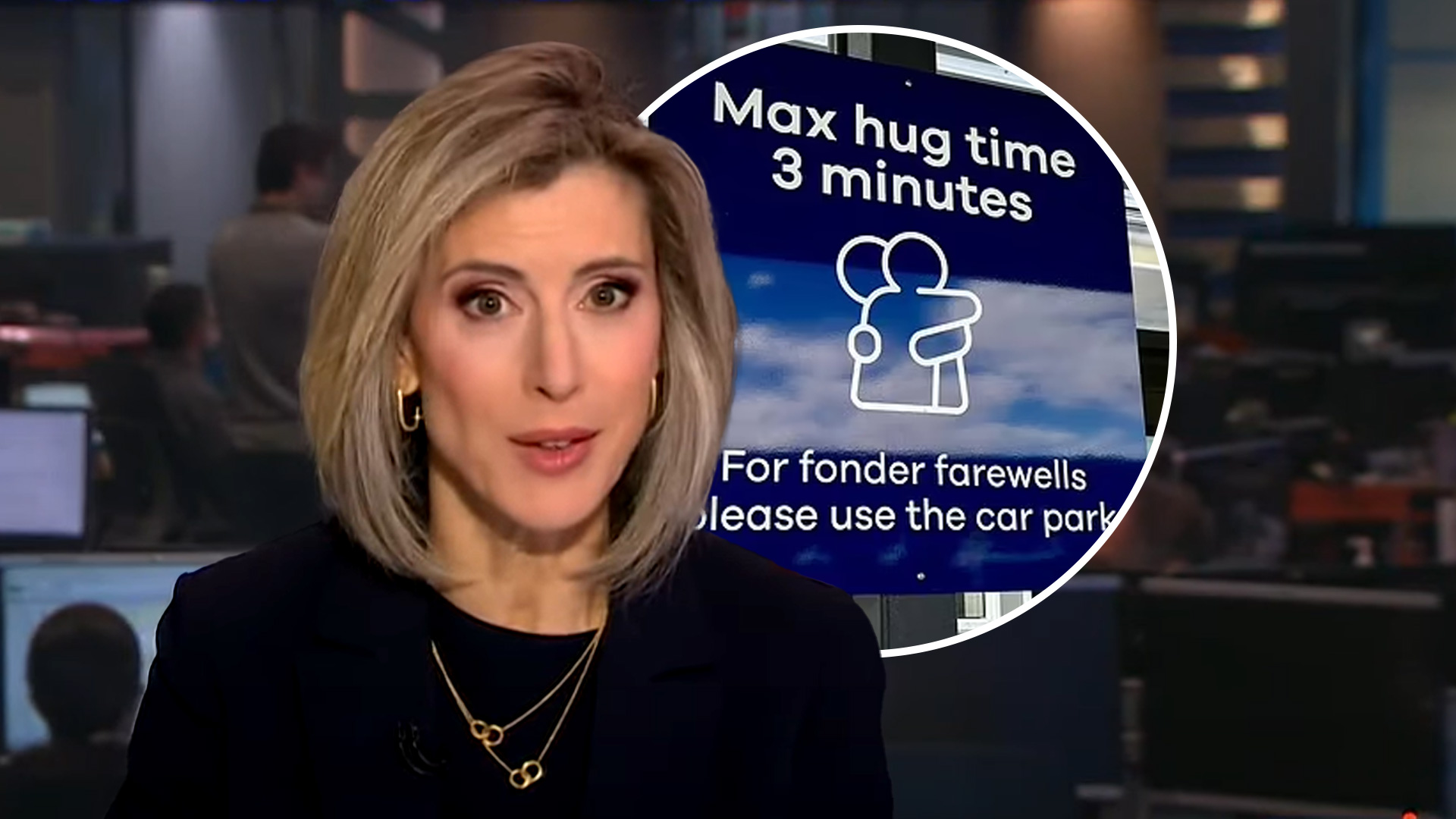 US newsreader can't say 'Dunedin' as airport hug sign goes viral ...