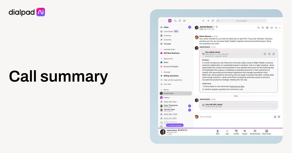 Call Summary: Transcript, Snippets, and Notes | Dialpad
