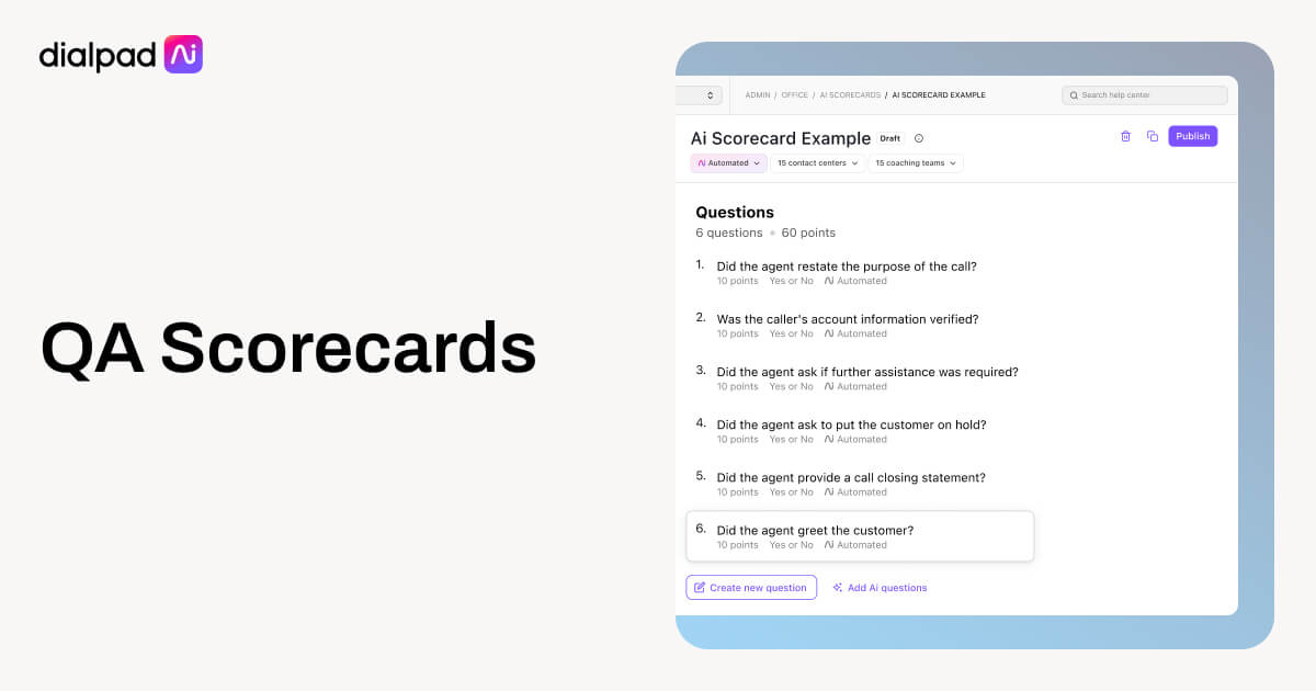 Real-time QA Scorecards, Powered by Dialpad Ai | Dialpad