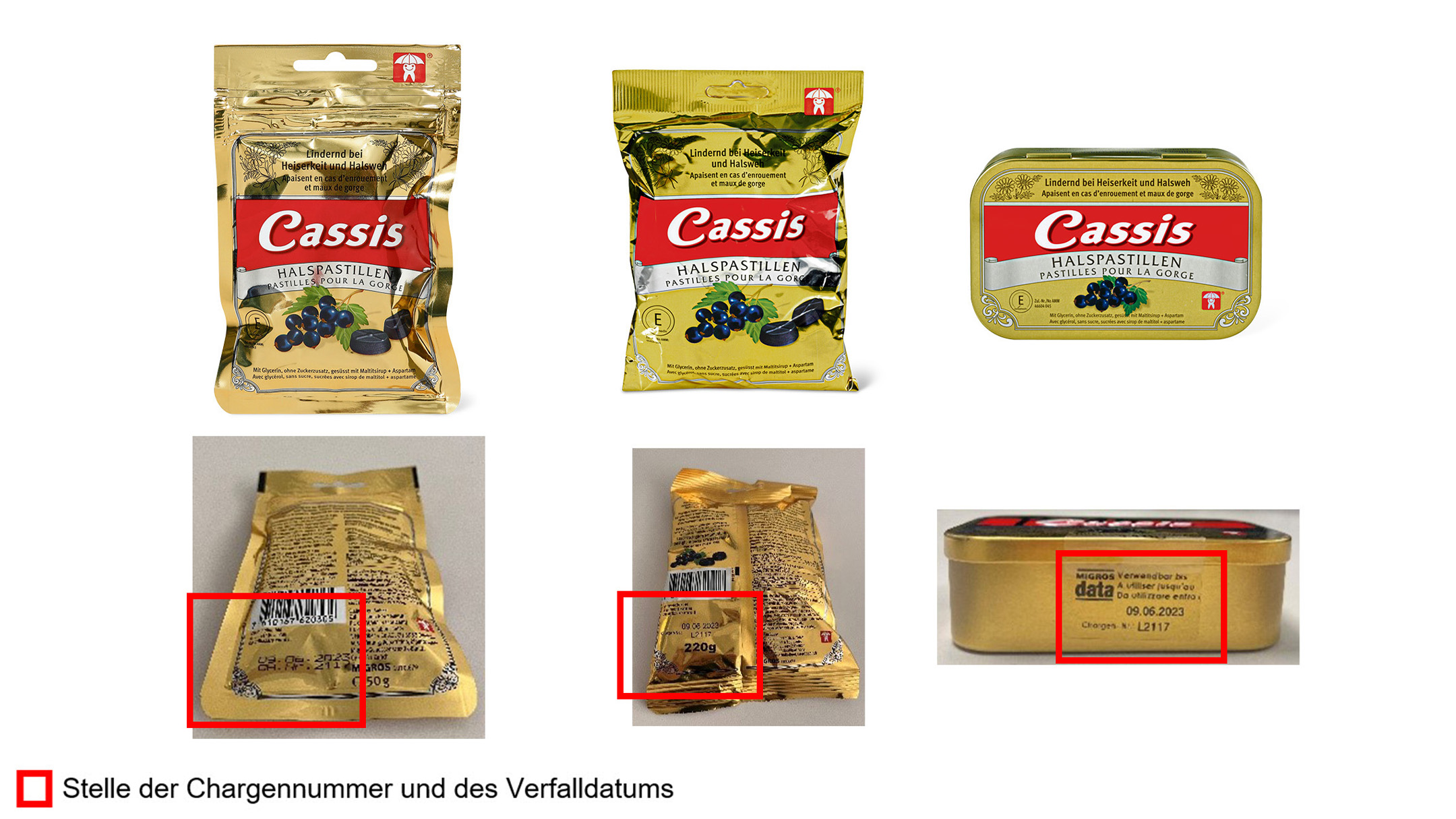 Rückruf Cassis Halspastillen (ZL-Nr. 46604) | Migros