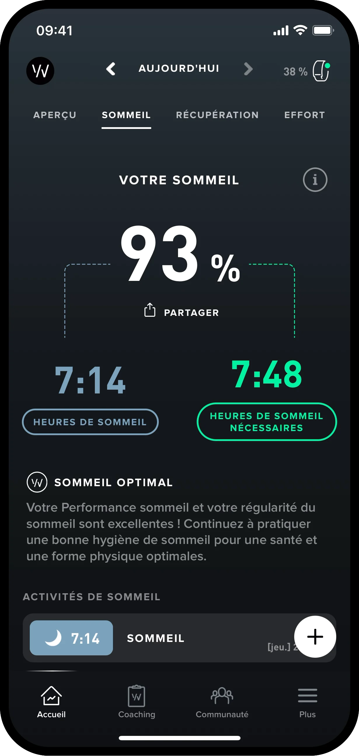 Votre Performance et votre régularité de sommeil sont excellentes ! Ces ...