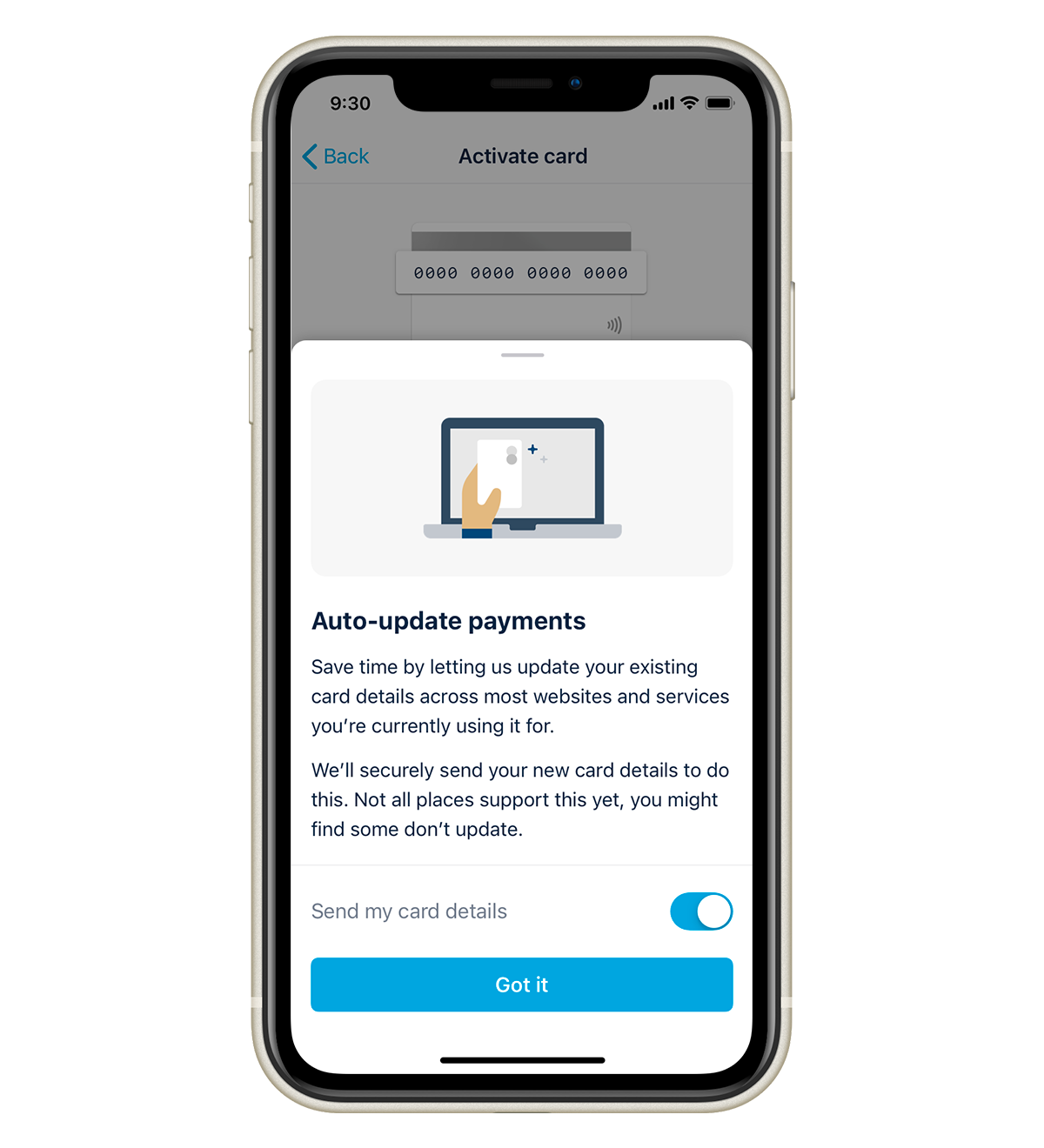 We can now automatically update your card details with online shops