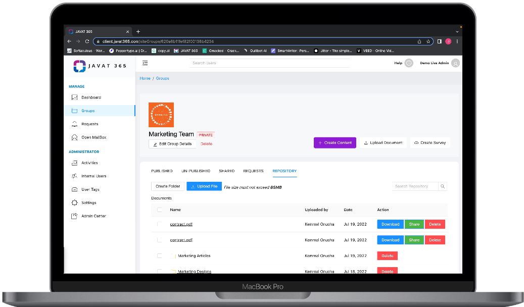 Smart Team Collaboration Tool Start For Free Javat 365