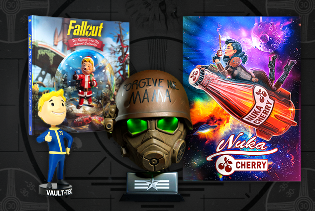A selection of officially licensed Fallout merchandise including a Nuka ...