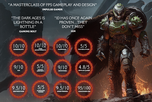 Press accolades for DOOM: The Dark Ages surround the Doom Slayer ...