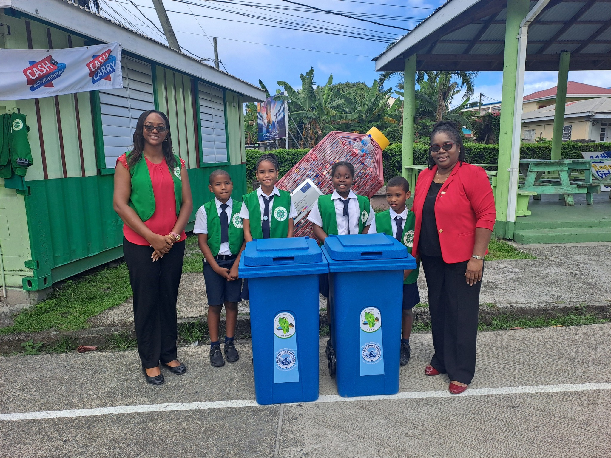Presentation of Garbage Bins to Schools | Dominica Solid Waste ...
