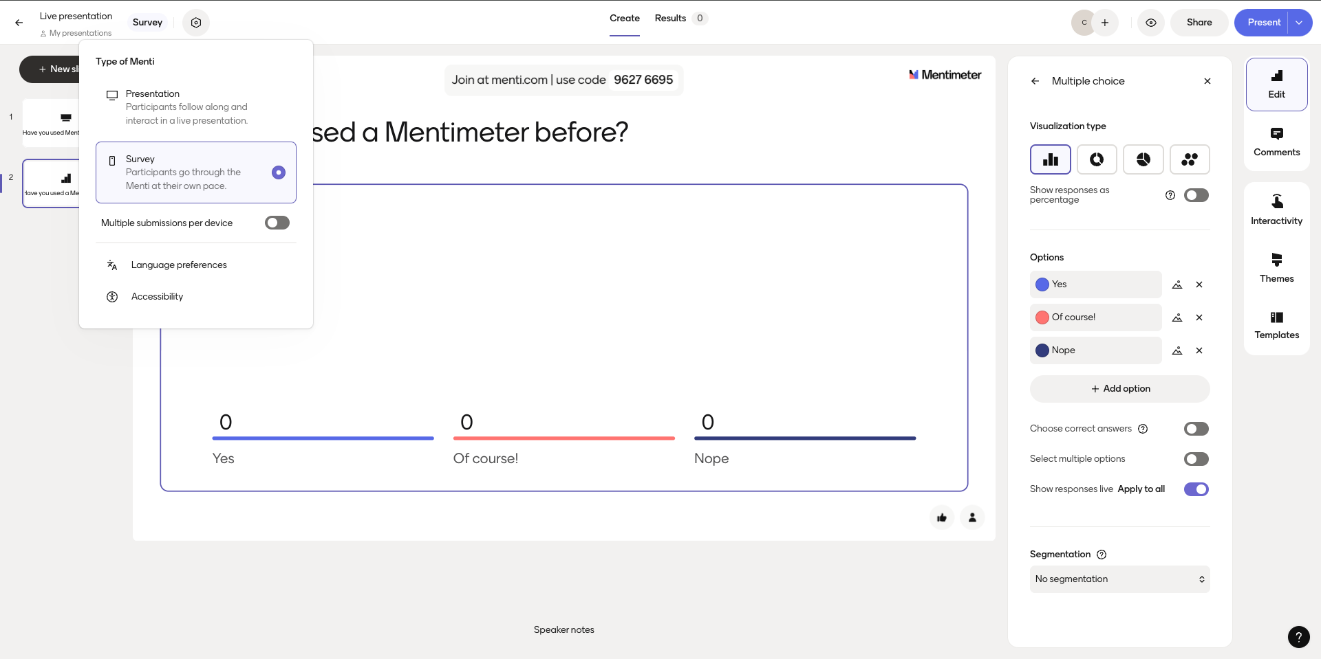 Live presentation or survey: the ultimate guide to voting pace - Mentimeter