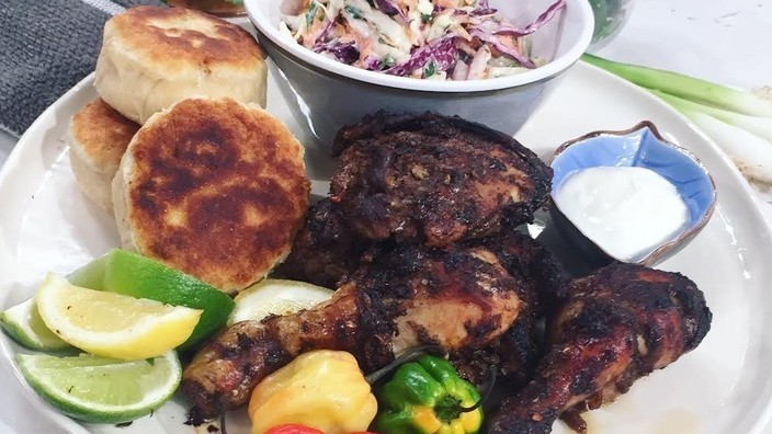 Rustie Lee's jerk chicken and fried dumplings | This Morning