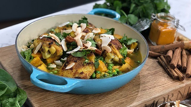 Dr Rupy's coconut chicken with spicy peas and potatoes | This Morning