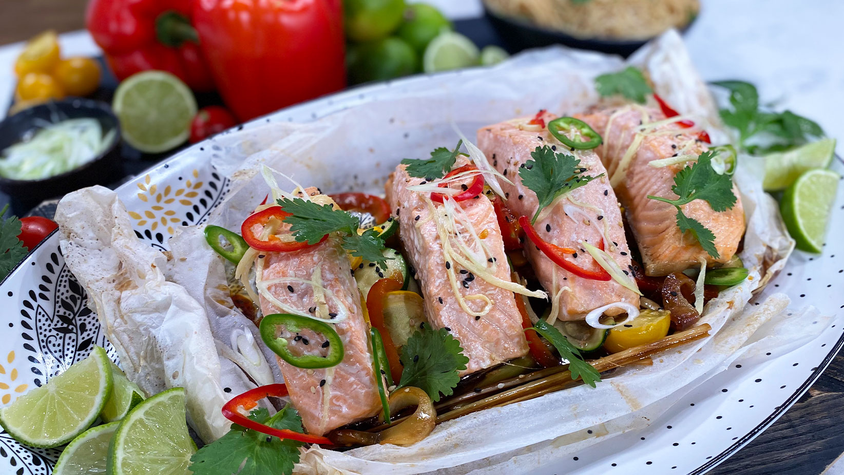 Elliott Grover’s fish in a bag with sesame noodles | This Morning