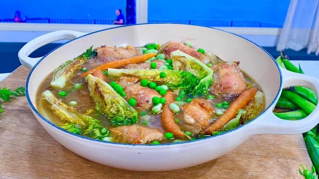 Phil Vickery's braised chicken with little gem, peas and beans | This ...