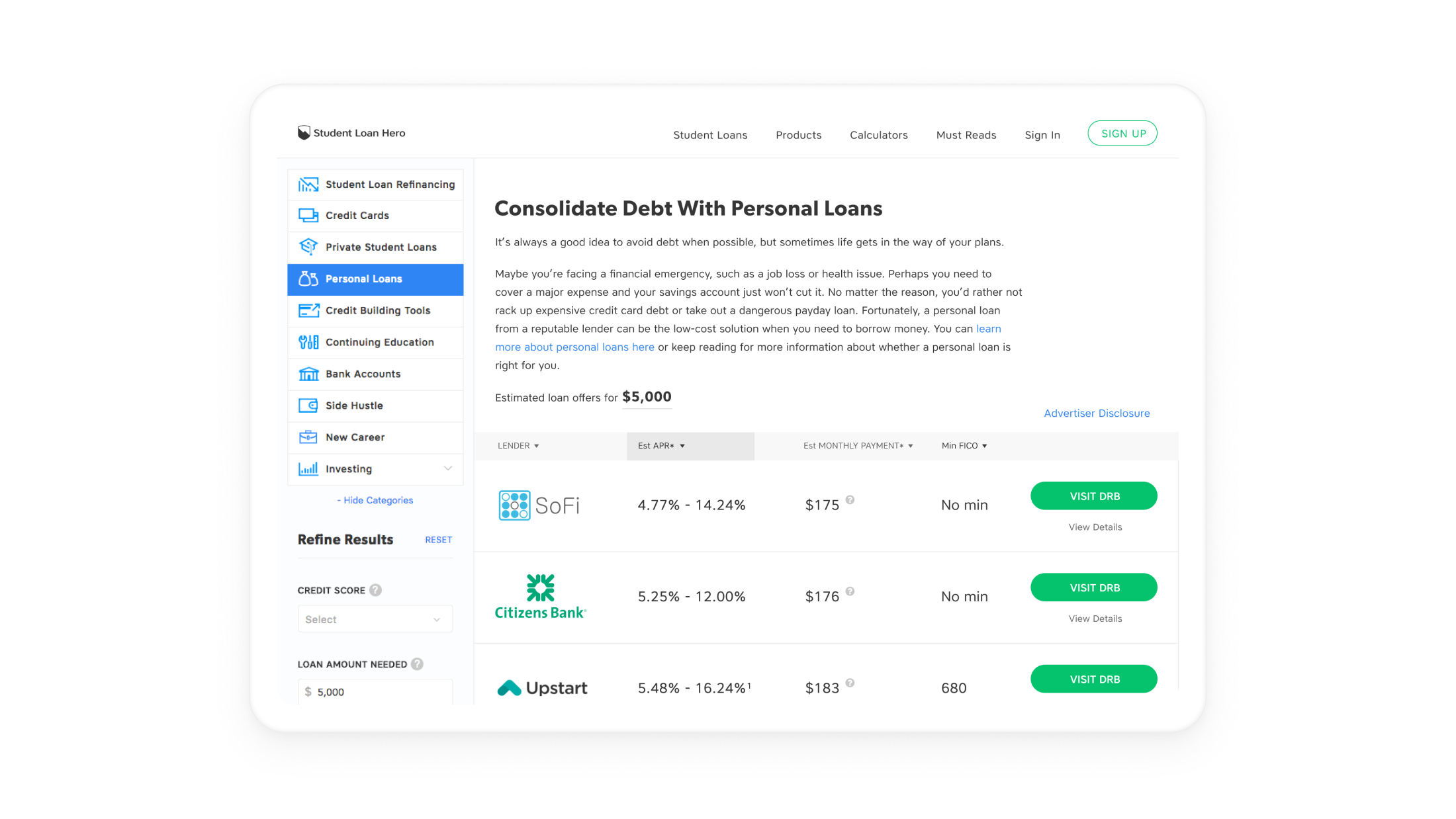 Student Loan Hero | webuild - product design for startups