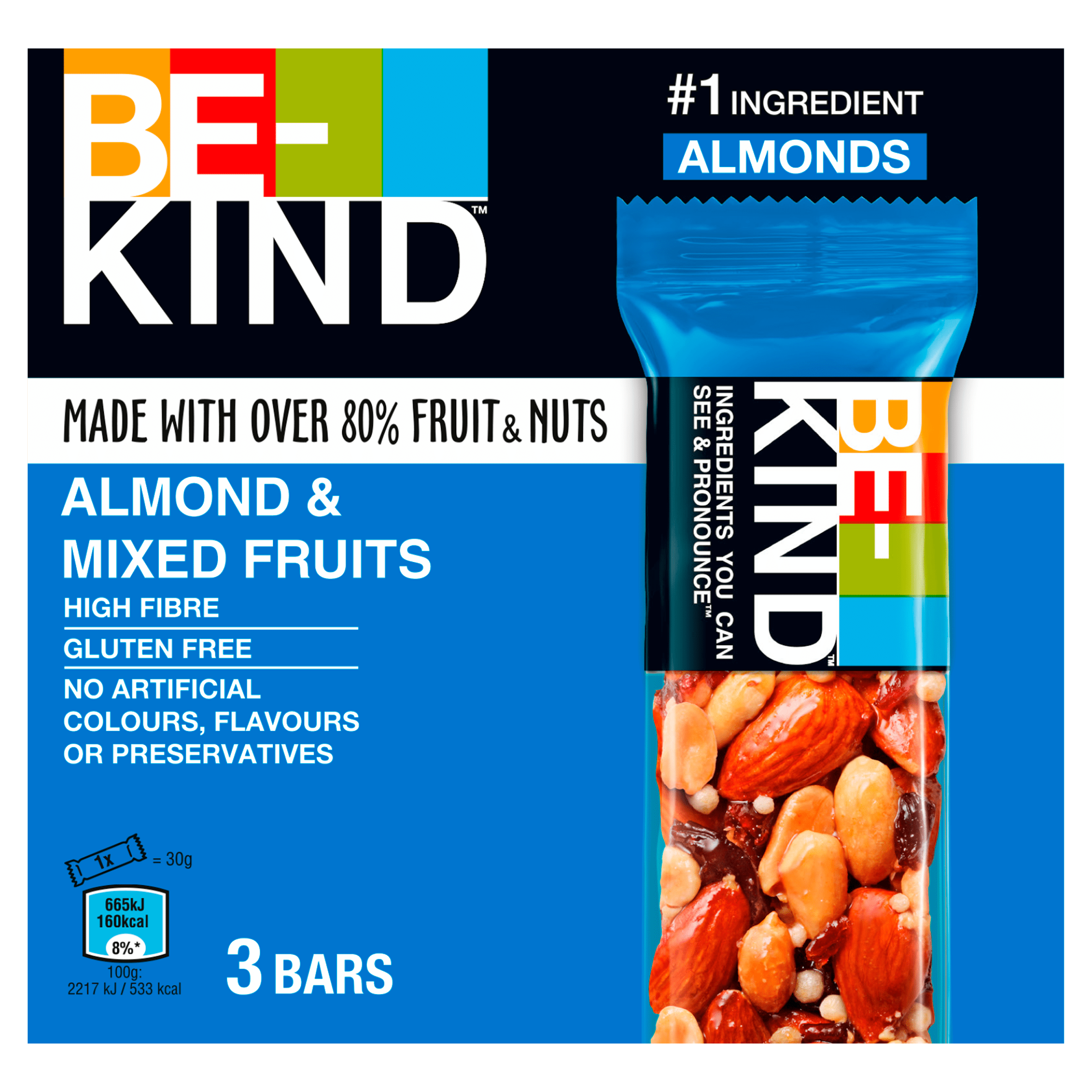 BeKind Almond & Mixed Fruits Per Doos 3 st
